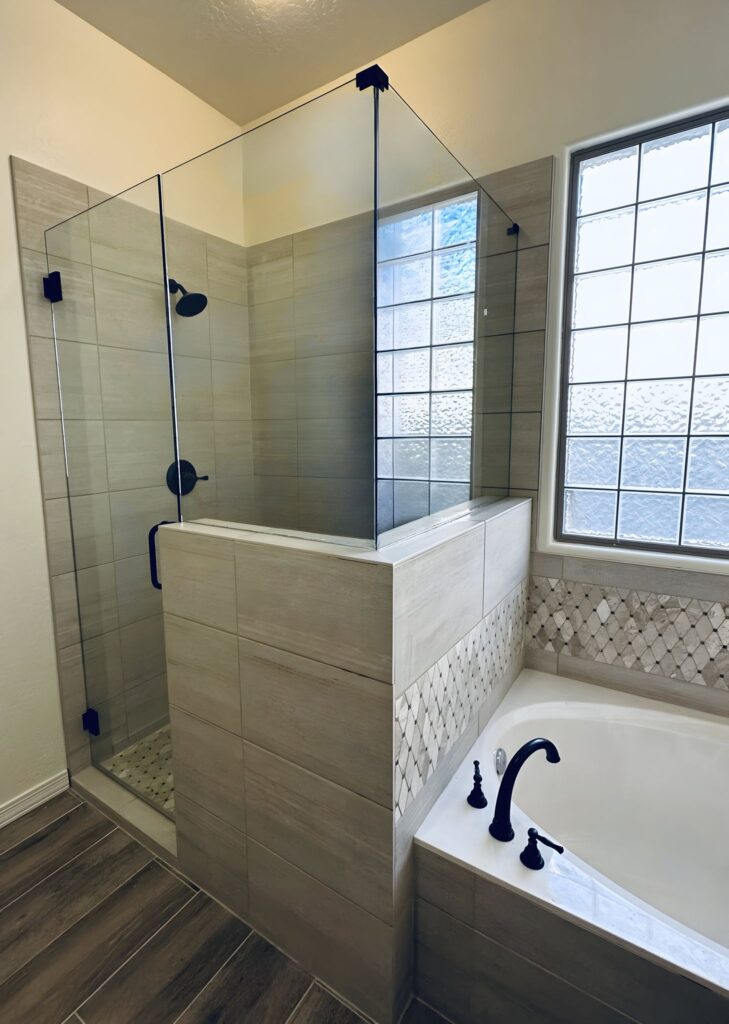 Corner Frameless Shower Door Gallery - AQ Glass AZ
